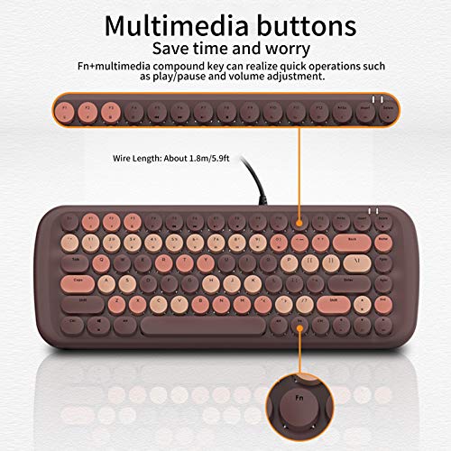 Heayzoki Gaming Keyboard,Blue Switch Wired Keyboard with 84 Keys Retro Gaming Keyboard for Home Office Computer,with The Best Gaming Experience (Candy-M Mechanical Wired Chocolate Mixed Color)