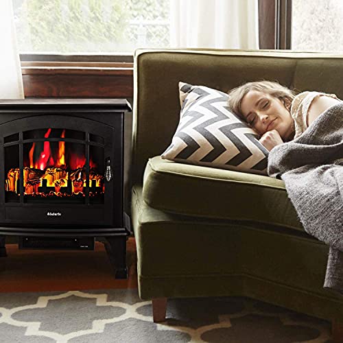 TURBRO Suburbs TS23 Electric Fireplace Heater, 23β FREESTANDING Fireplace Stove with Realistic Adjustable Flame Effect - CSA Certified - OVERHEATING Safety Protection - Remote Control - 1400W, Black