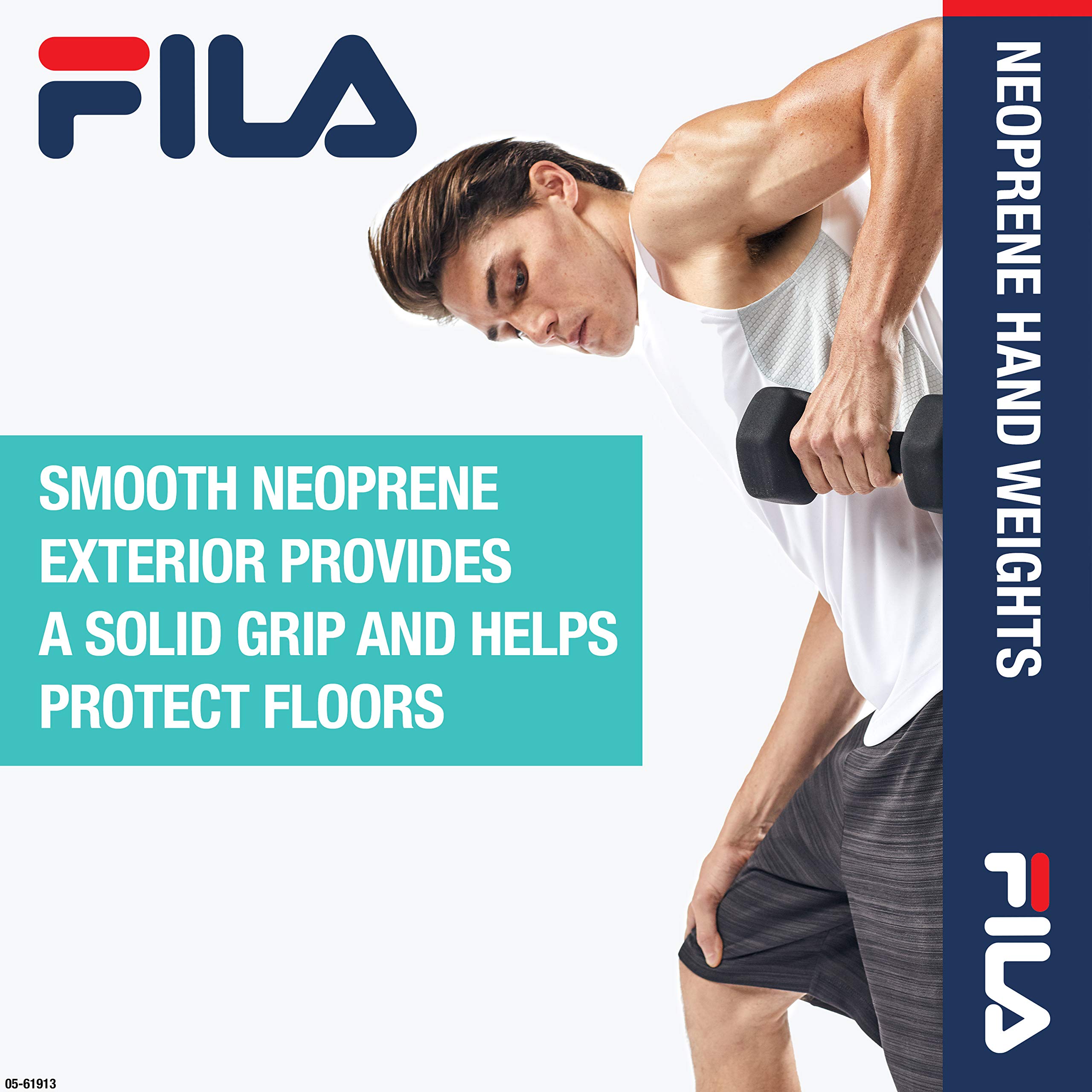FILA Accessories Hand Weights for Women & Men - 10 lb Dumbbell Neoprene Covered for Workout, Exercise & Fitness (Sold as Single 10 Pound Dumbbell), Grey