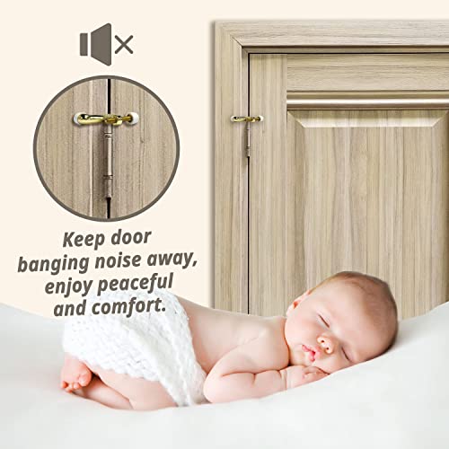 Greatim 4 Pack Hinge Pin Door Stopper,Adjustable Heavy Duty Door Stopper with Rubber Bumper Tips (Polished Brass)