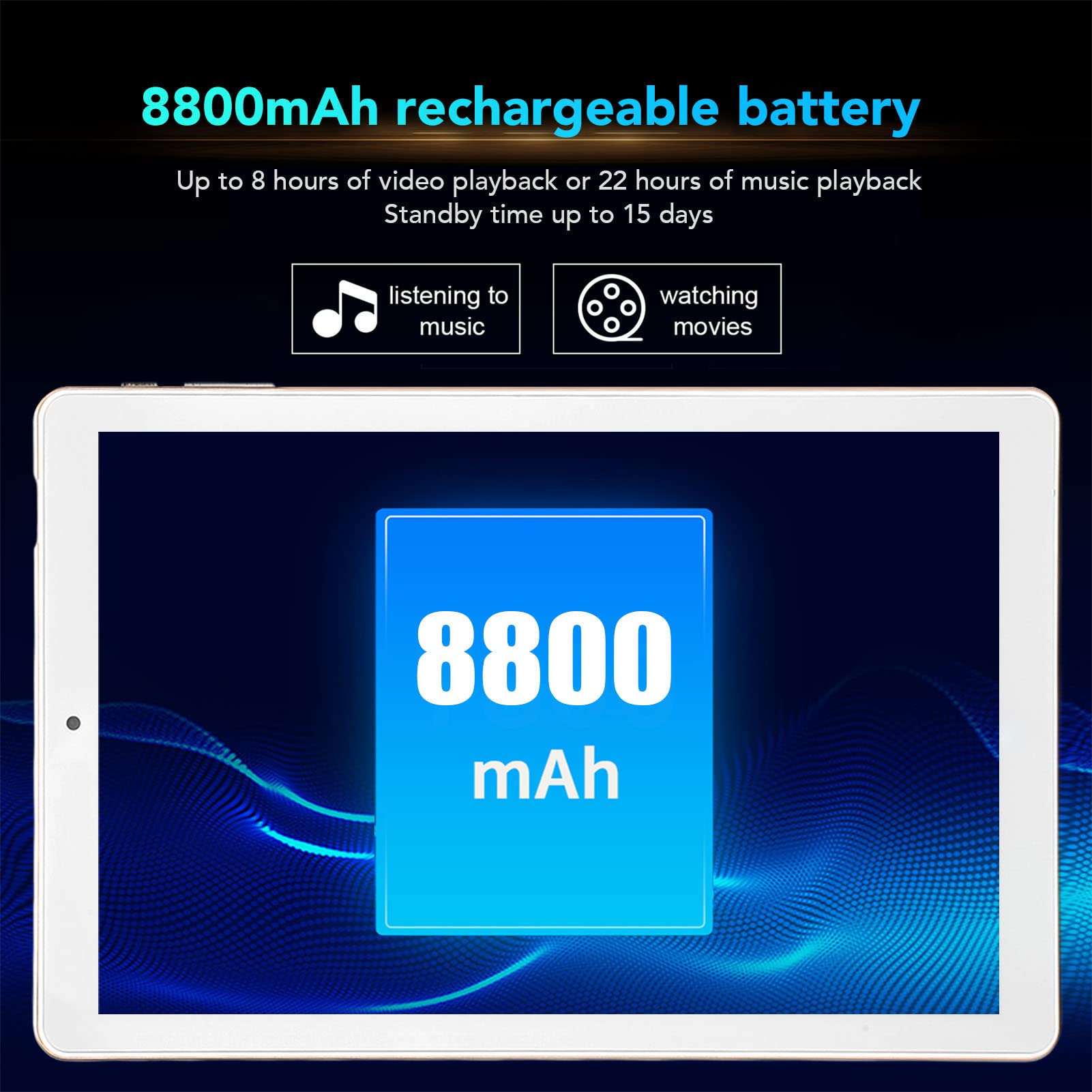 fannay Tablet PC, 10.1 Inch 2 in 1 Tablet High Sensitive Stylus 8 Core US Plug 100‑240V with Keyboard and Mouse for Study (Gold)