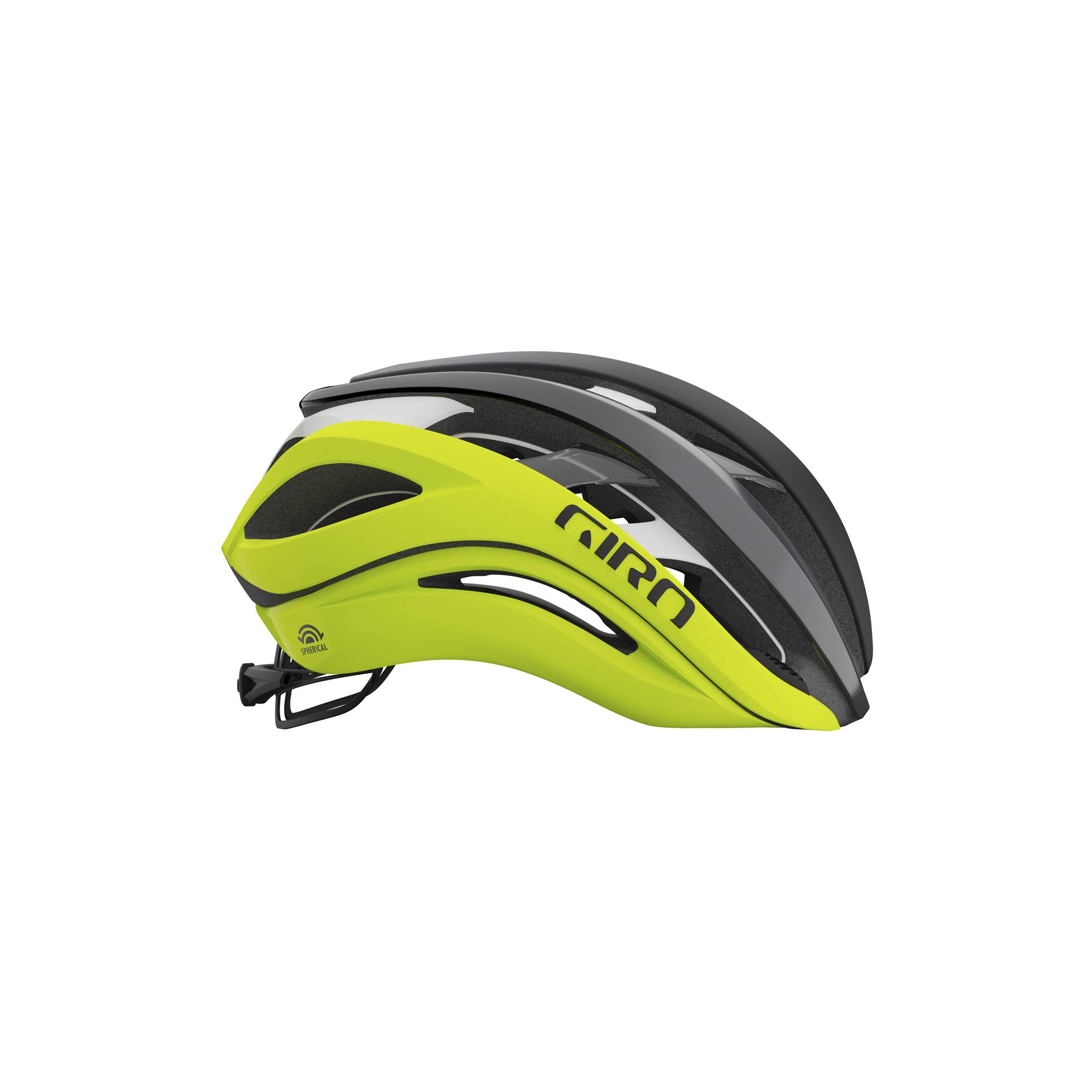 Giro Aether Spherical Adult Road Cycling Helmet - Matte Black Fade/Highlight Yellow (2021), Medium