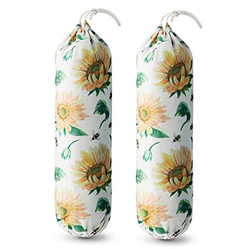 Plastic Bag Holder Trash Bags Organizer 2Pcs, Wall Mount Grocery Garbage Bag Storage Carrier Dispenser for Home Kitchen Decor
