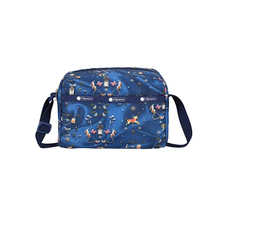 LeSportsac Carousel Chords Daniella Crossbody Bag, Style 2434/Color E480, Whimsical Playful Design – Adorable Carousel Horses, Dogs & Cats, Butterflies, Bows & Floral Bouquets