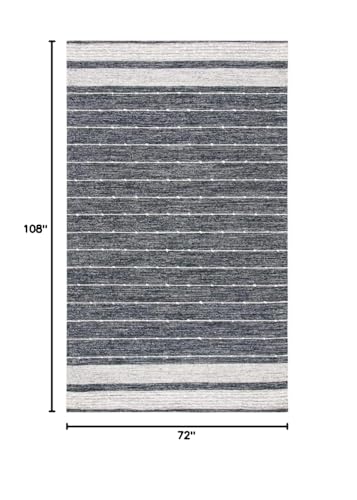 SAFAVIEH Striped Kilim Collection 6' x 9' Black/Ivory STK509Z Handmade Flatweave Cotton Area Rug
