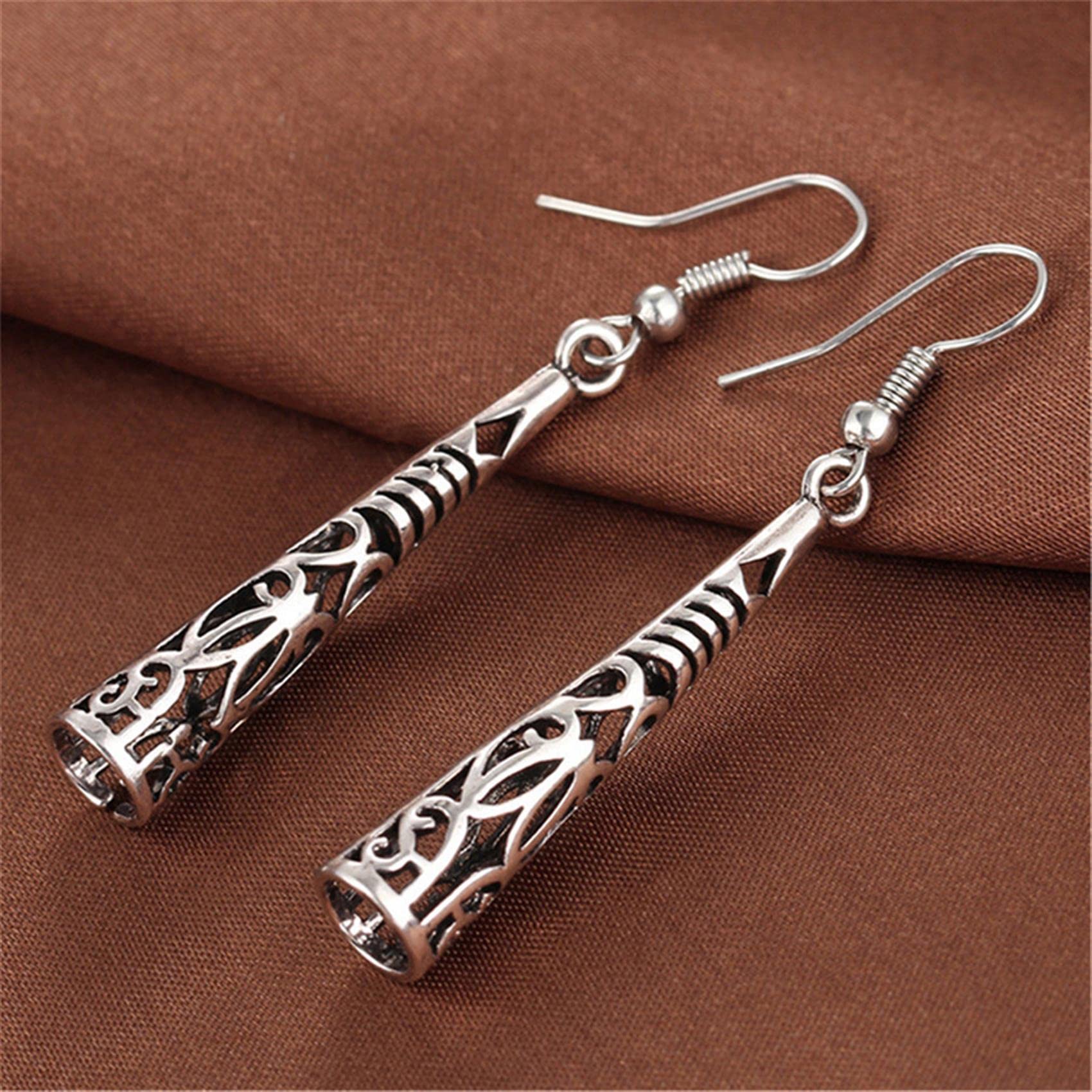 Guoshang Women Vintage Silver Boho Dangle Earrings Hollow Out Tribe Totem Ear Drop Earrings