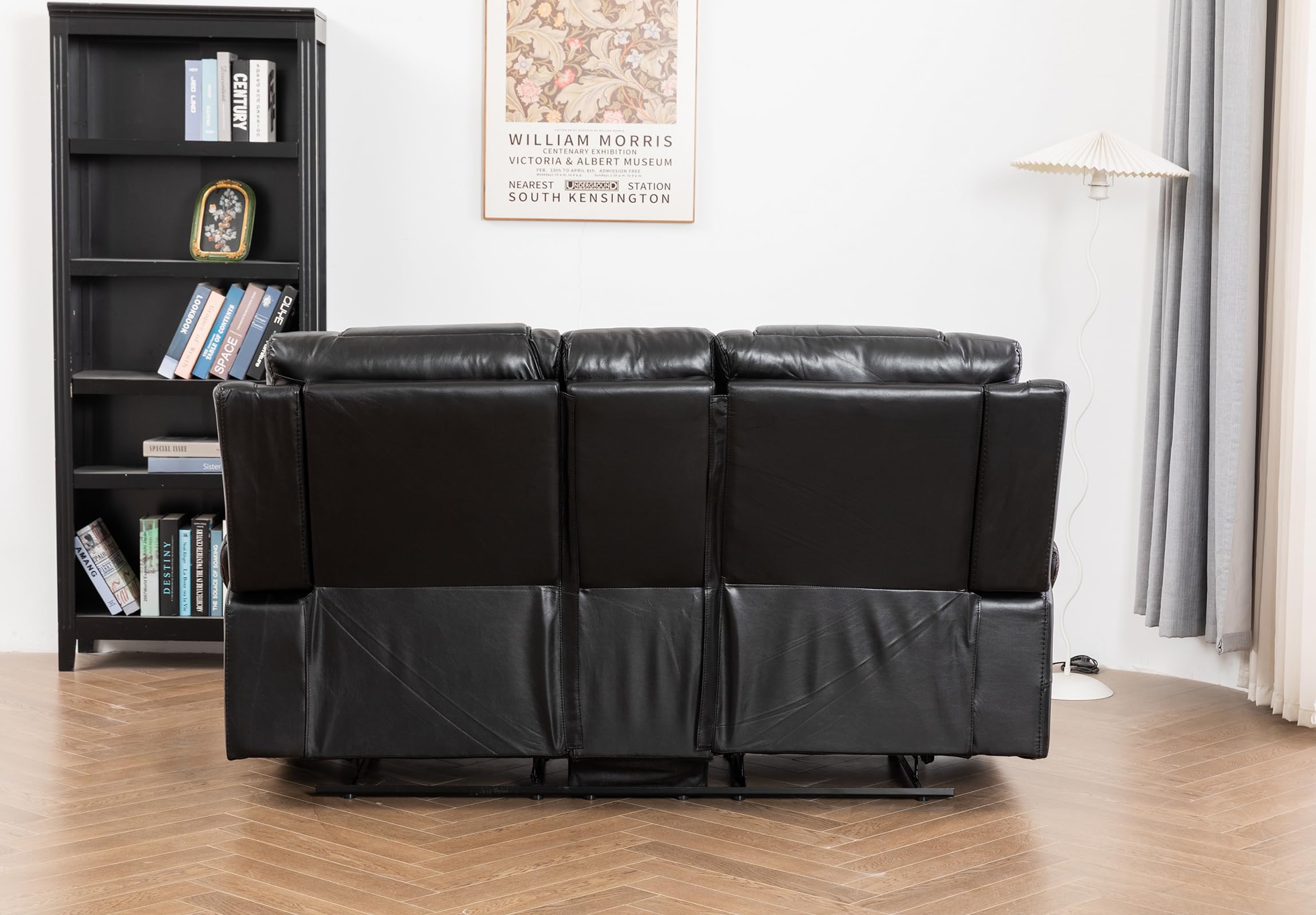 Sectional Manual Recliner Loveseat Couch with Console Table Storage Cup Holders for Living Room Home Theater