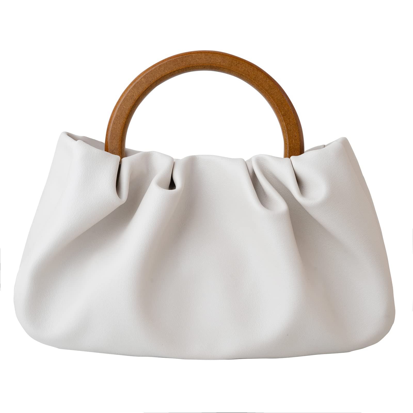 HEYCUE Women's Chic Fashion Clutch Purse Soft Pleated Leather Crossbody Bag Small Dumpling Top-Handle Bag