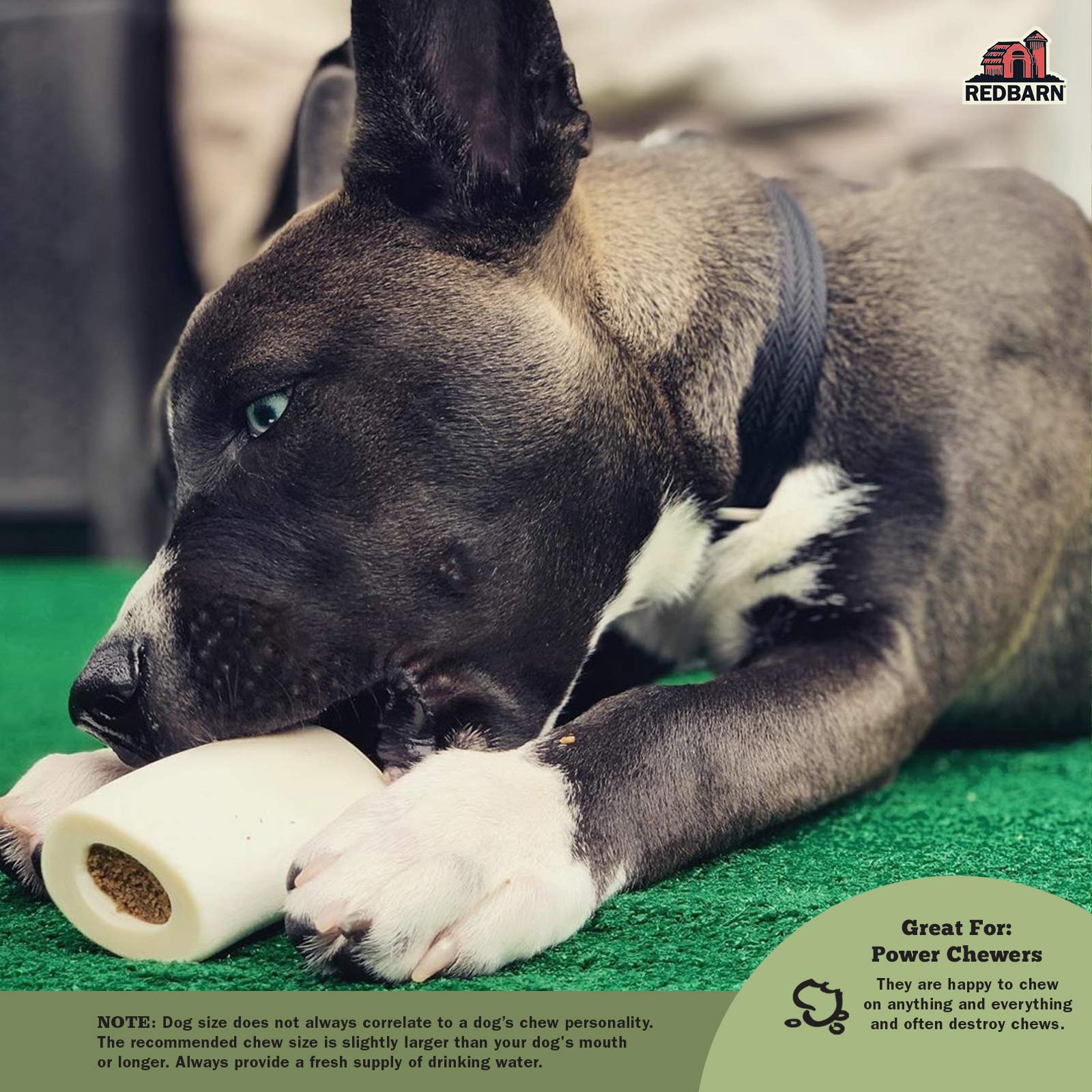 Redbarn Filled Dog Bones | Natural Long-Lasting Dental Treats; Suitable for Aggressive Chewers | Large (6") - 3 Bones (Peanut Butter)
