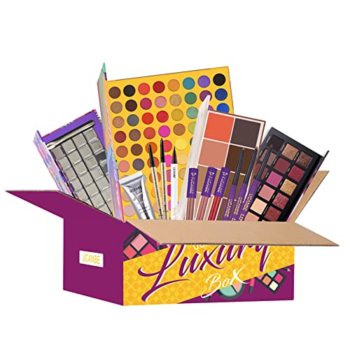 UCANBE Full Makeup Kit for Women, All In One Make Up Gift Set with 2 Eyeshadow Palette, 3 Matte Liquid Lipstick, 3 Lipliner, 3 Mascara, 3 Eye Primer, 2 Eyebrow Pen, 1 Eyeliner, 1 Eye Shadow Brush Set