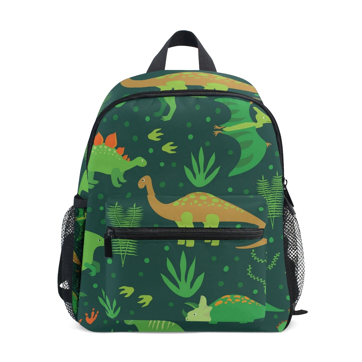 Green Dinosaurs Preschool Backpack with Chest Strap,Mini Toddler Backpack Daycare Toy Bag for Boys Girls,10 x 4x 12 Inches