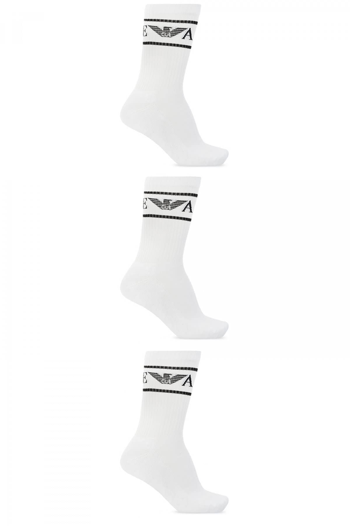 Emporio Armani Men's Sporty 3-Pack Short Socks, White, One Size