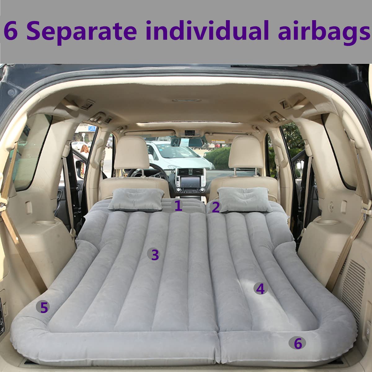 goldhik SUV Car Inflatable Air Mattress Camping Bed with Electric Air Pump, 2 Pillows, Portable Sleeping Pad for Home, Outdoor and Travelā¦
