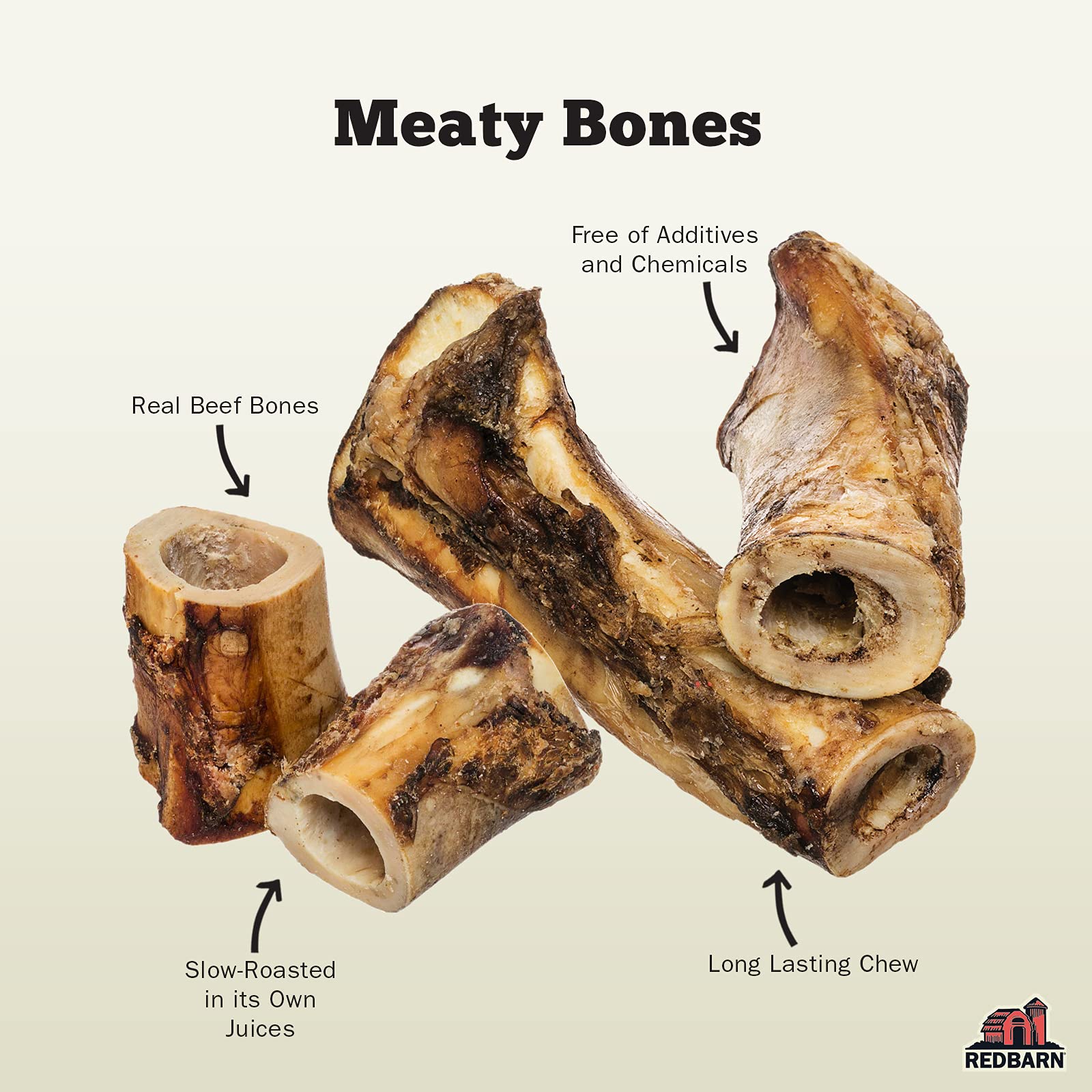 Redbarn Meaty Bones, All-Natural Single-Ingredient Chews | Great for Aggressive/Power Chewers, Small (Pack of 5)