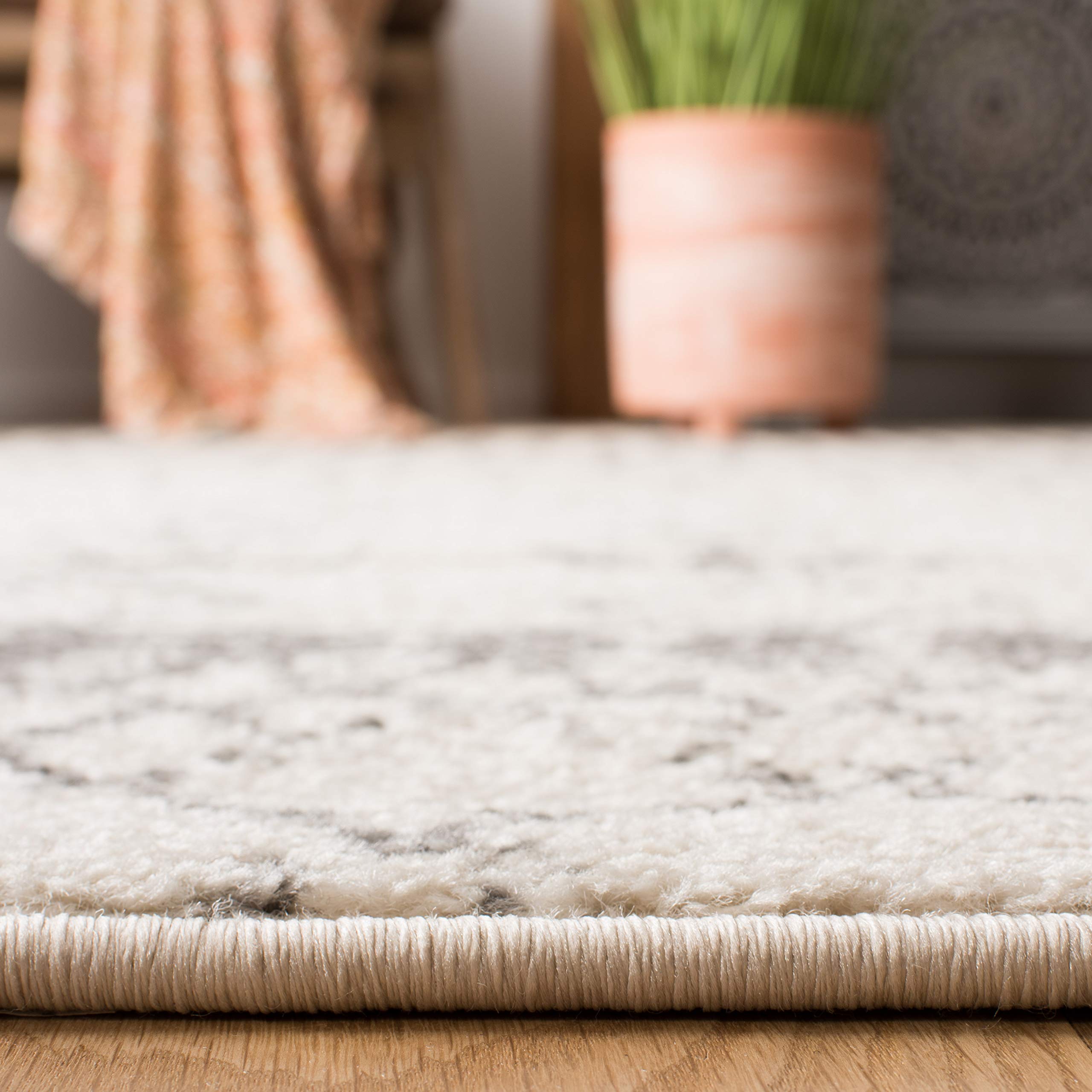 SAFAVIEH Tulum Collection Accent Rug - 2' x 5', Ivory & Grey, Moroccan Boho Distressed Design, Non-Shedding & Easy Care, Ideal for High Traffic Areas in Entryway, Living Room, Bedroom (TUL229A)