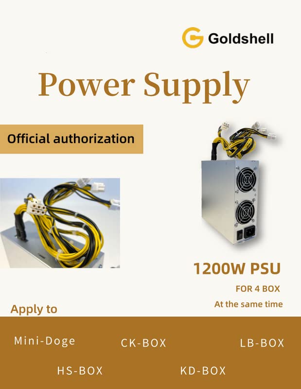 GOLDSHELL BOXS Power Supply, 1200W Mute PSU Suitable for 4 Box at The Same Time, Goldshell Mini-Doge/KD-Box/HS-Box/LB-Box/CK-Box PSU