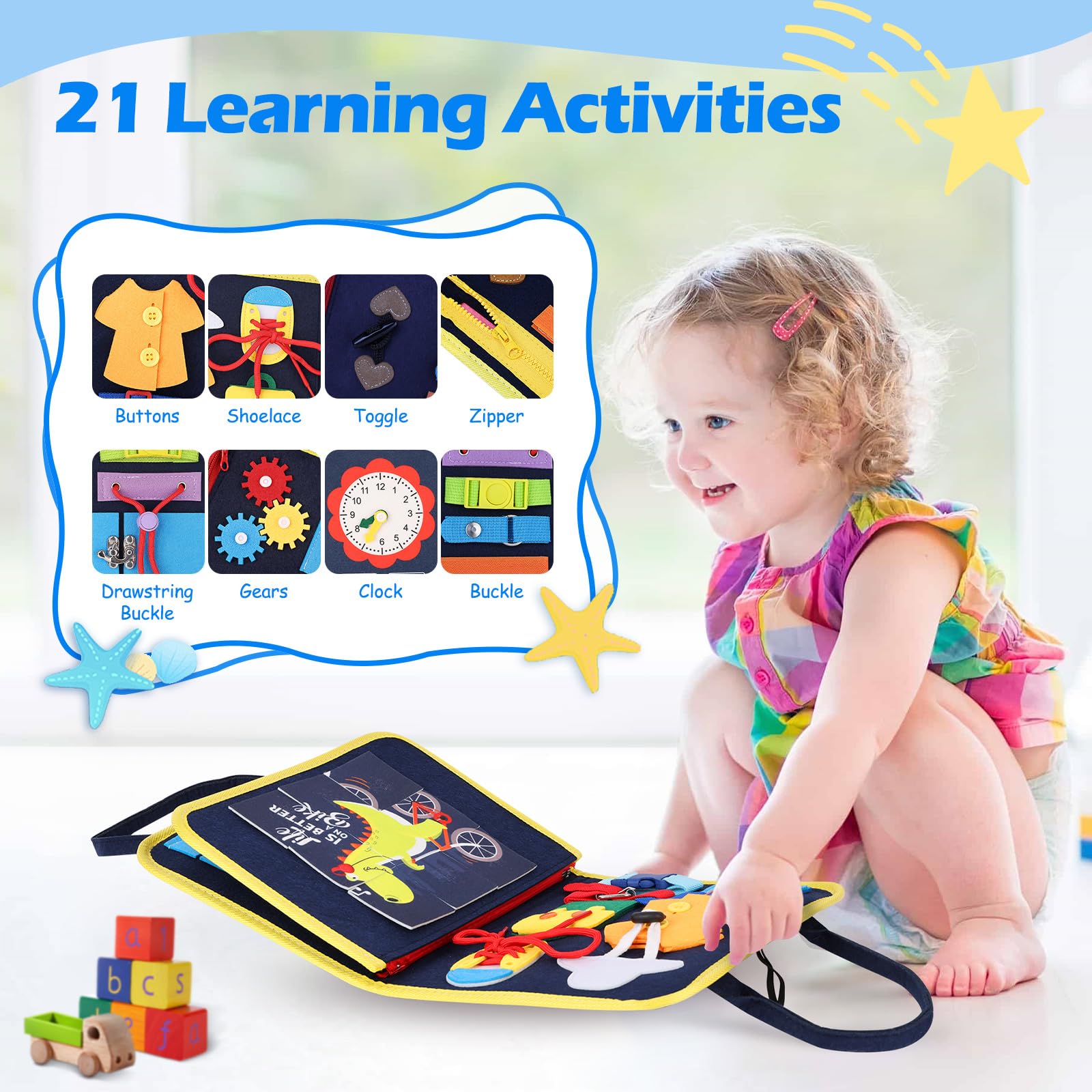 GOLDTIMO Busy Board Bag, Toddler Travel Bag, Quiet Book Bag,