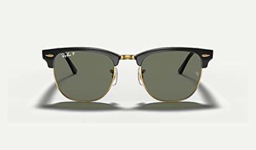 Ray-Ban RB3016 901/58 49M Clubmaster Black/Green Polarized Sunglasses For Men For Women + BUNDLE with Designer iWear Care Kit (Medium)