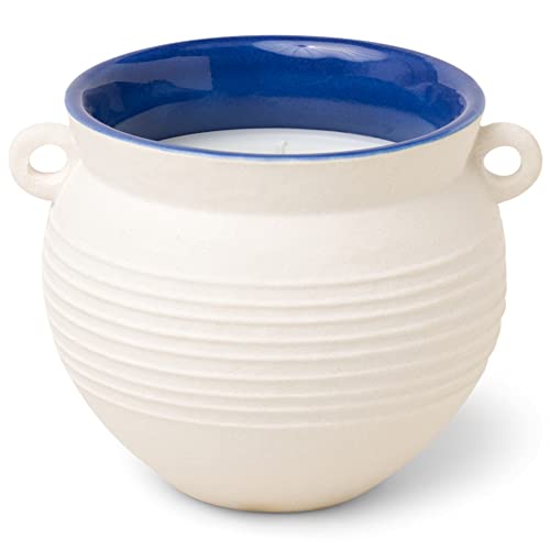 Paddywax Candles Santorini Soy Wax Scented Candle, Ceramic Greek Candle Vase, 8.5 Ounces, Cliff & Hinoki Wood