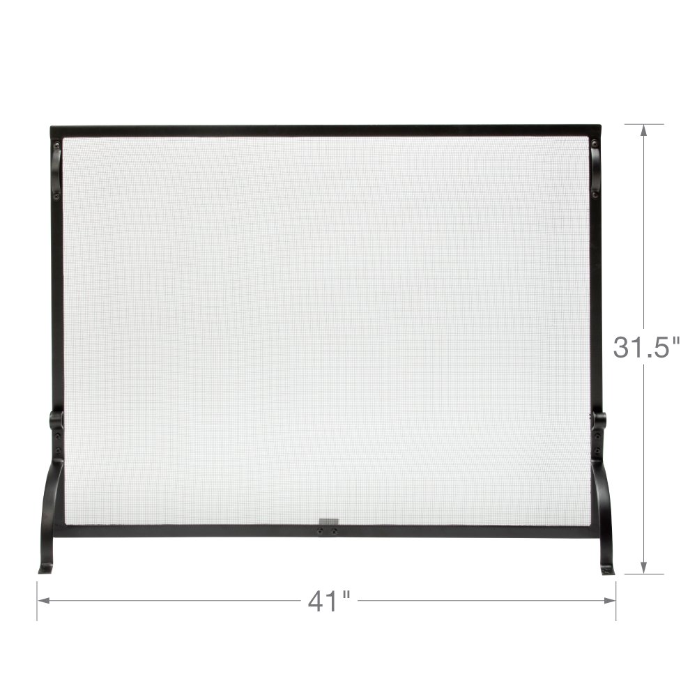 UniFlame, S-1127, Small Wrought Iron Spark Guard Fireplace Screen (41" Wide x 31.5" Tall)