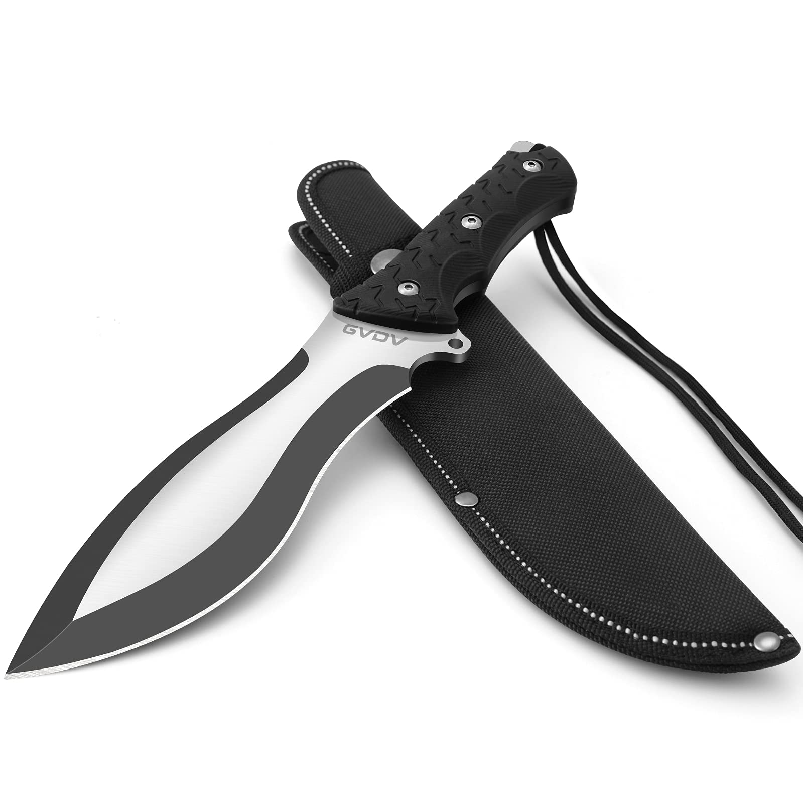 GVDV Full Tang Survival Knife with Decent Sheath - 11.8" Sturdiest Fixed Blade Knife with Paracord, Efficient Tactical Knife For Outdoors Hunting, Camping, Hiking, Gift Ideas for Dad Husband Men
