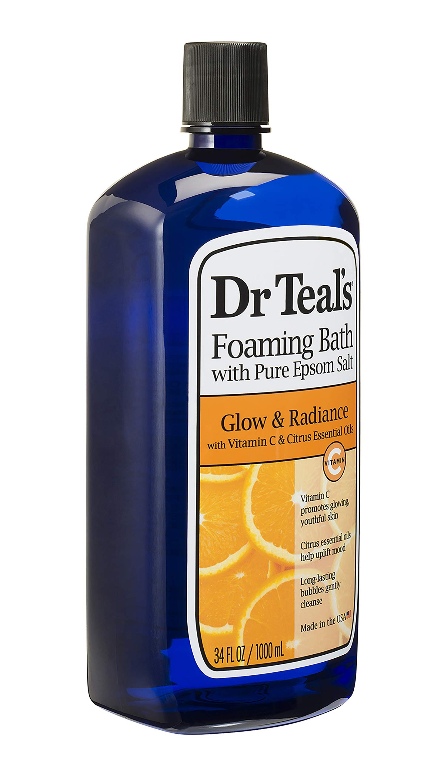 Dr Teal's Foaming Bath Variety Gift Set (2 Pack, 34oz Ea.) - Glow & Radiance Vitamin C & Citrus, Detoxify & Energize Ginger & Clay - Essential Oils with Epsom Salt - Treat Your Skin, Senses & Stress