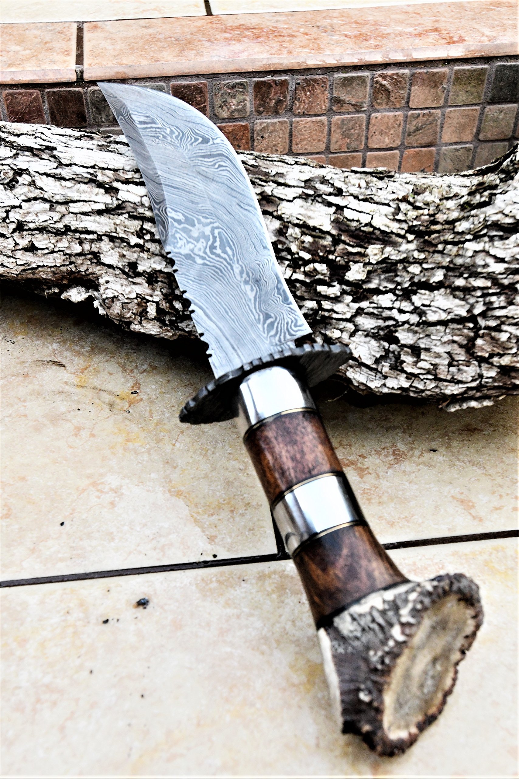 DKC-822 HOGWART Bowie Damascus Steel Hunting Knife 13.5" Long 7.5" Blade 19oz