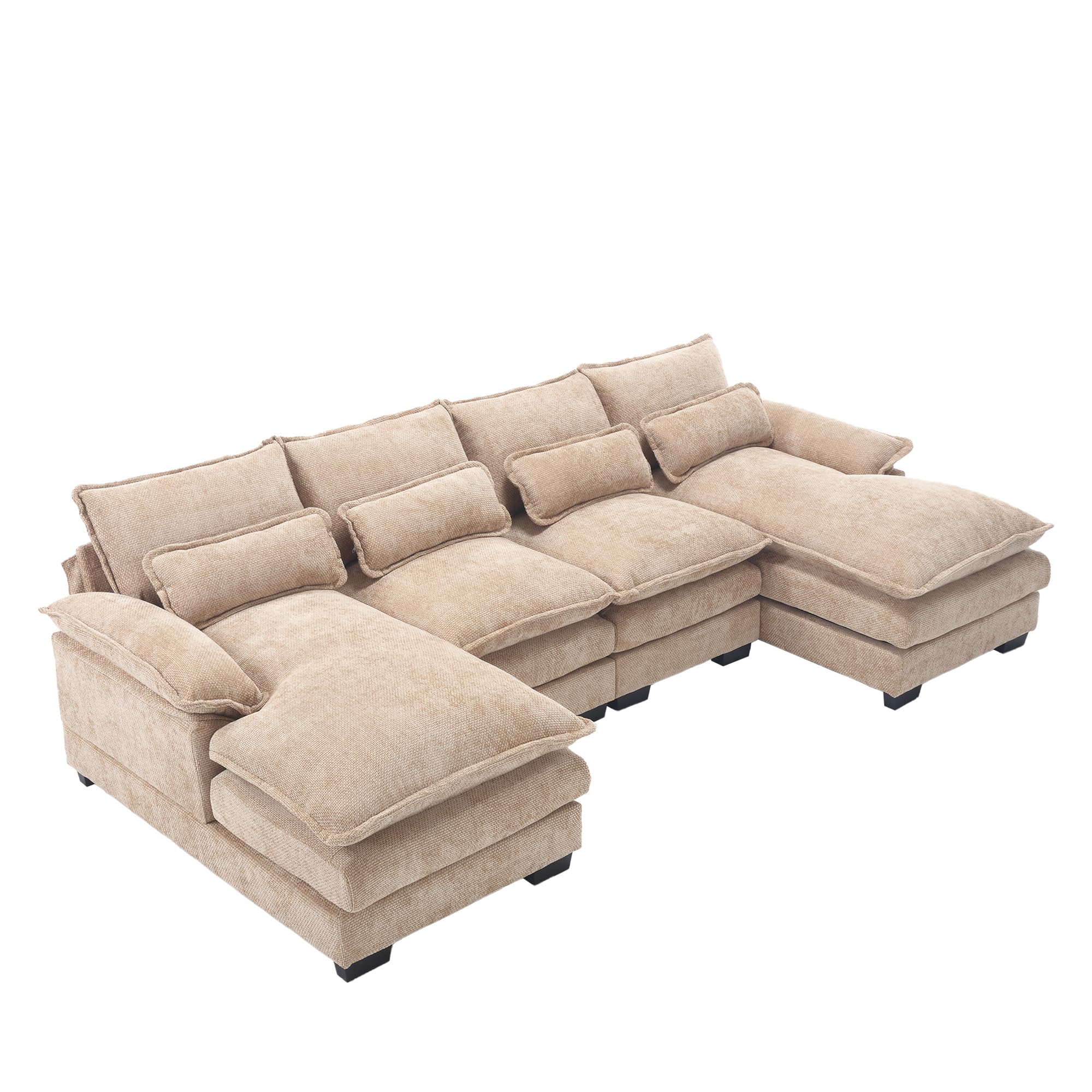 LIFEISLE 110 Inch Extra Large Modular Sectional Sofa, Modern Chenille U-Shaped Sofa with 4 Cushions, Memory Foam Sofa with Double Lounger for Living Room, Office, Reception Room,Emerald-New