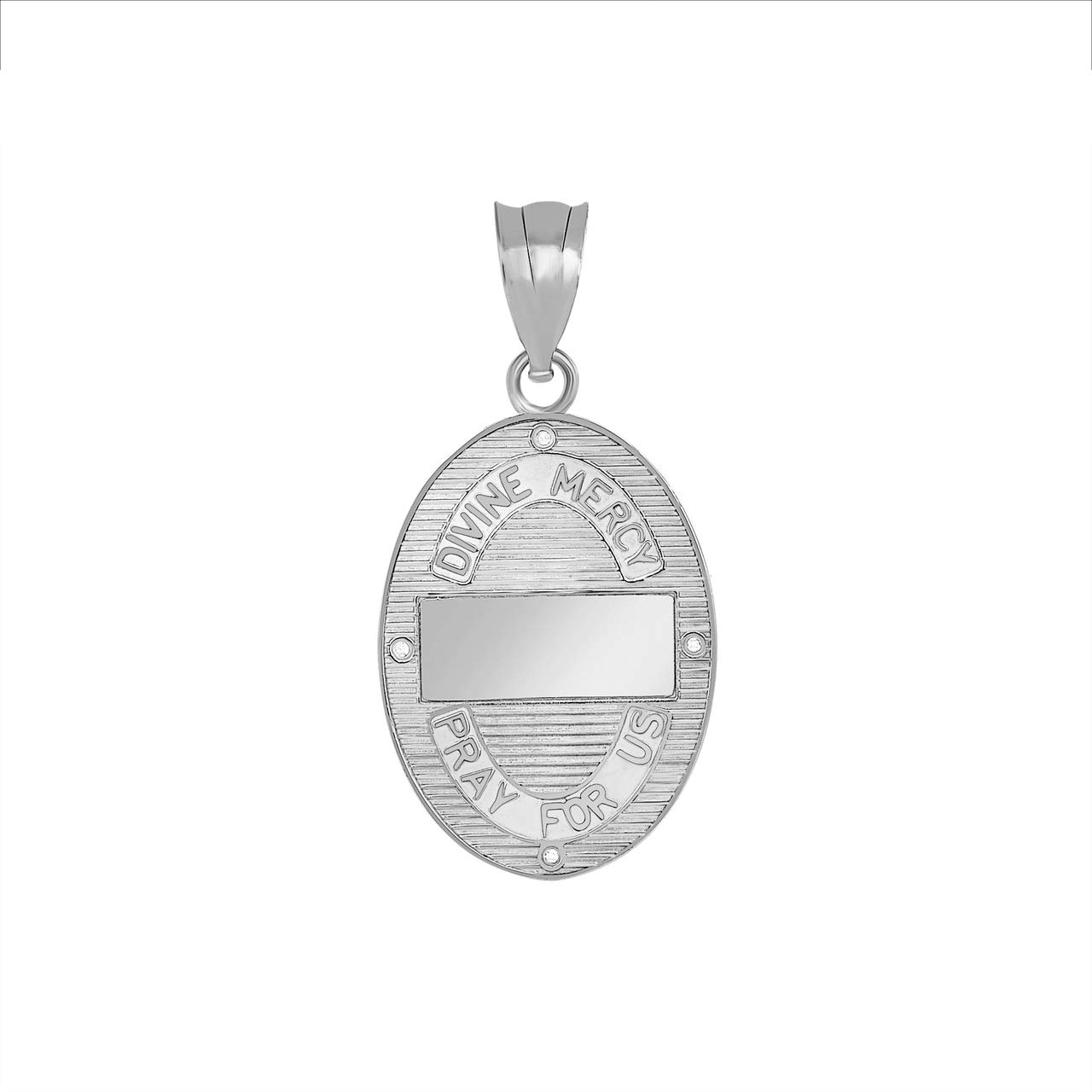 Fine 925 Sterling Silver Cubic Zirconia Oval Divine Mercy Of Jesus Medal Pendant