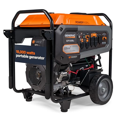 Generac 7706 GP18000EFI 18,000-Watt Gas-Powered Electric-Start Portable Generator with Cosense & EFI Engine, Transfer Switch Compatible