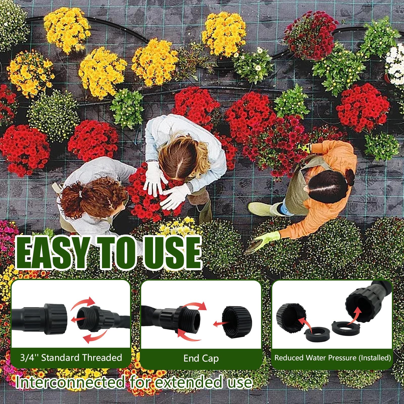 Flat Soaker Hose 25ft, Heavy Duty Double Layer Design, Drip Irrigation Hose Saves 80% Water, Leak Proof Sprinkler Hose For Garden, Lawn, Flower Bed, Vegetable Field (25FT)