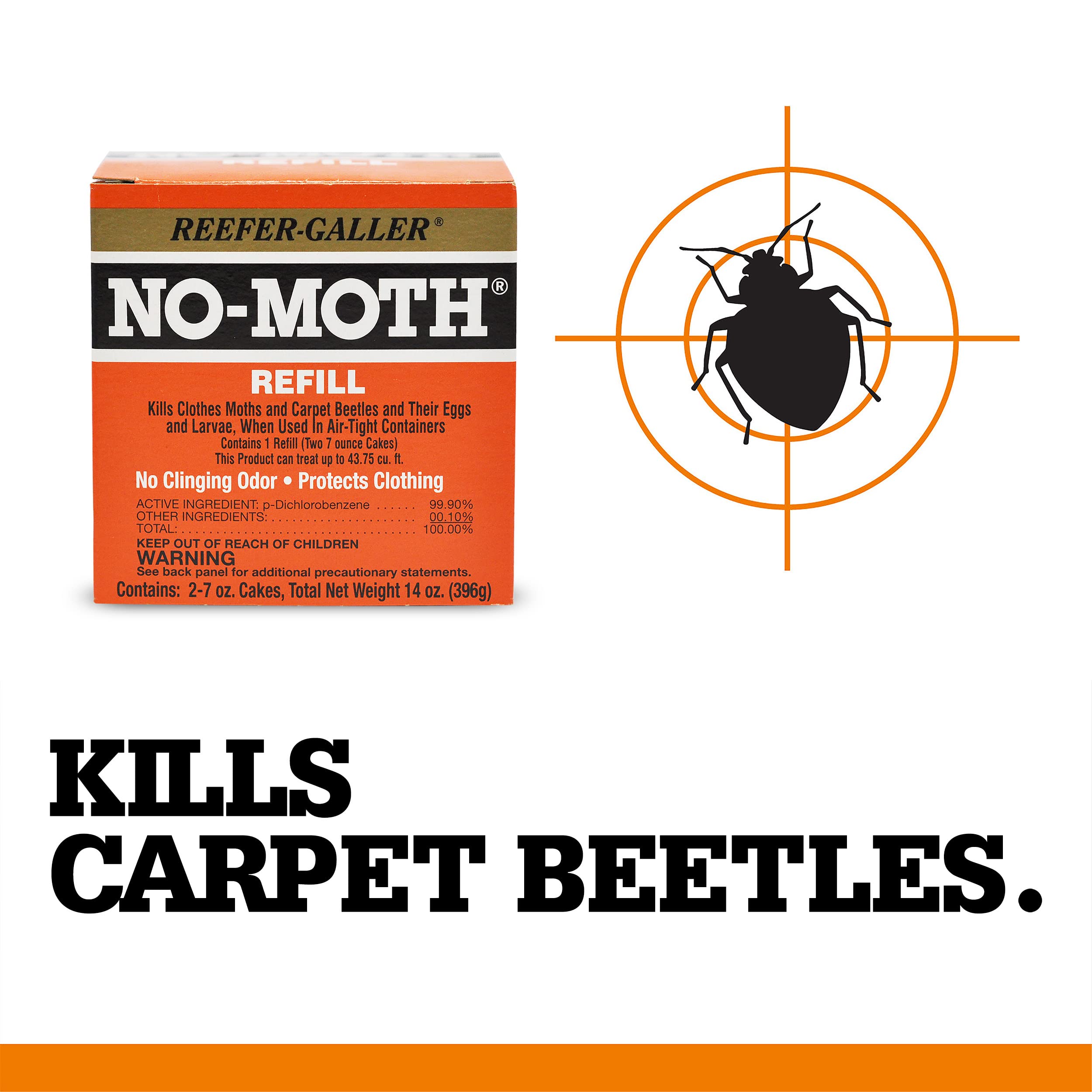 Reefer-Galler NO-Moth Closet Hanger Refills - Moth Cakes for Hanger Storage, Non-Odorous Moth Cakes for Closet, Kills Clothes Moths, Carpet Beetles, Eggs & Larvae (2 Moth Cakes, Pack of 3)