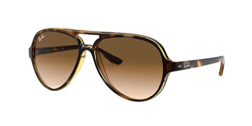 Ray-Ban RB4125 Cats 5000 Aviator Sunglasses, Light Havana/Clear Gradient Brown, 59 mm