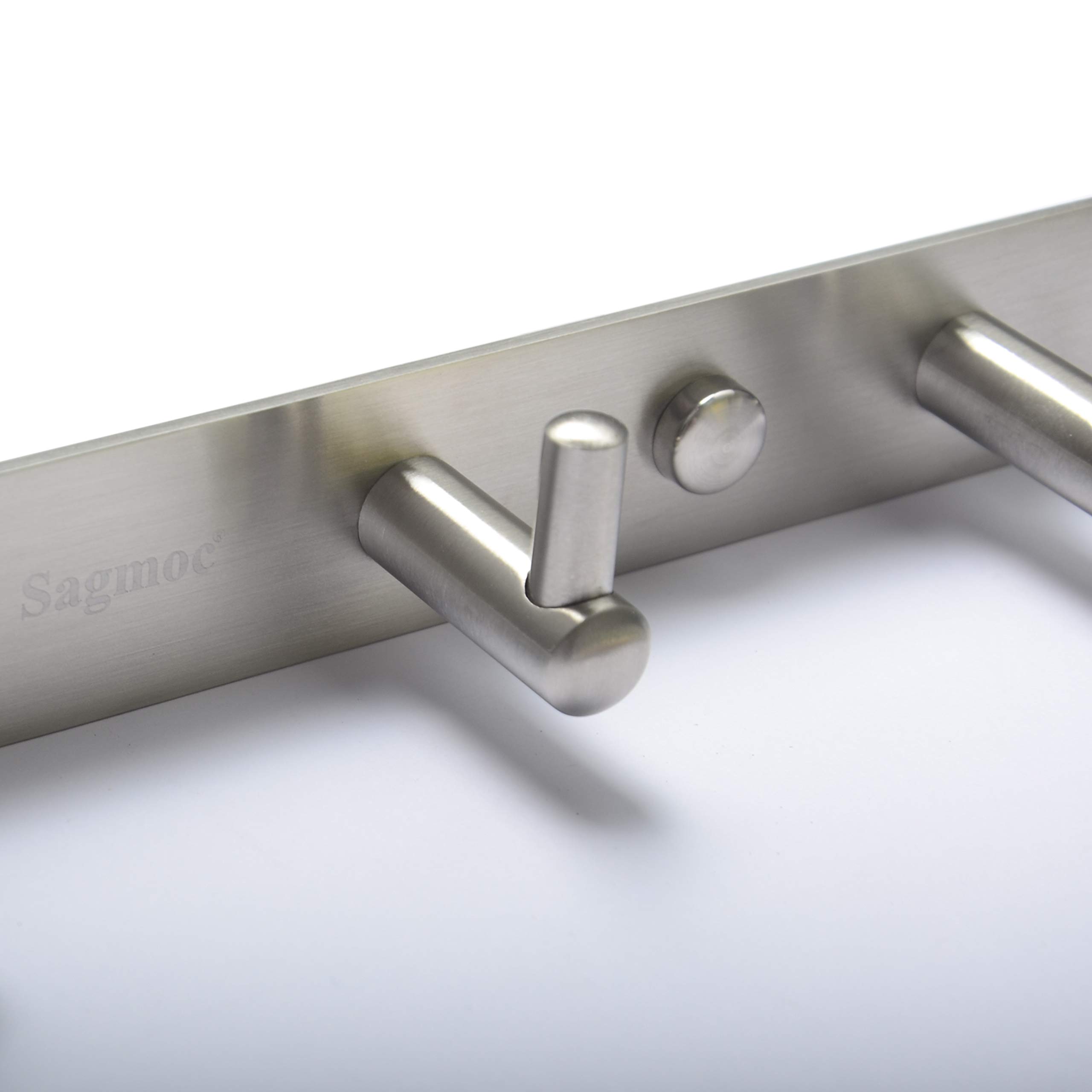 Sagmoc Key Holder Wall Mounted Coat Hook Rack Brushed Nickel 10.6-Inch with 4 Key Hooks for Entryway,Door, Bathroom, Kitchen Foyer, Hallway(304 Stainless Steel,Silver)