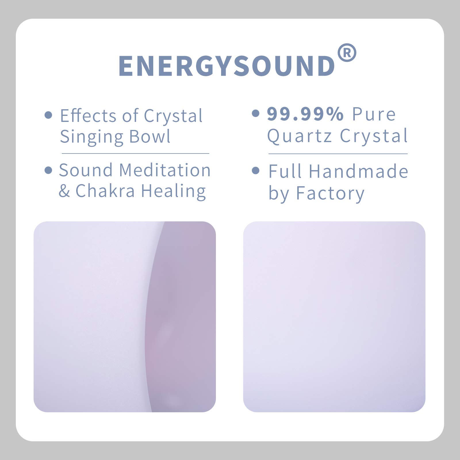 ENERGYSOUND 432Hz Perfect Pitch F Heart Chakra Frosted Quartz Crystal Singing Bowl 10" mallet &O-ring included