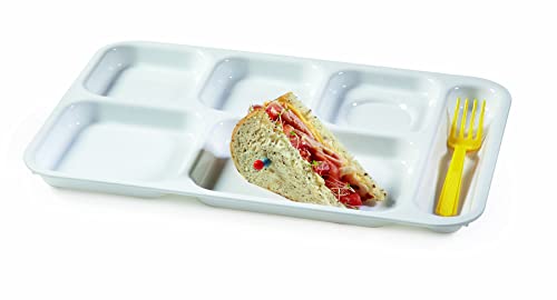 G.E.T. TR-153-W 10" x 14.5" 6-Compartment Tray, Polypropylene, White (Pack of 12)