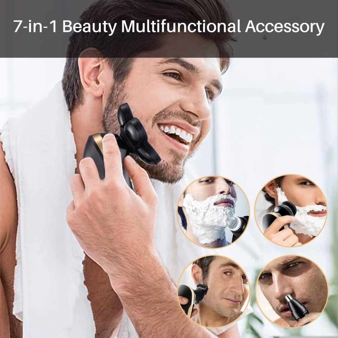 Head Shavers for Bald Men Multifunctional Electric Razor Rotary Electric Shavers Waterproof Mens Head Shaver Rechargeable Razors for Bald Man Cordless Shaver for Men