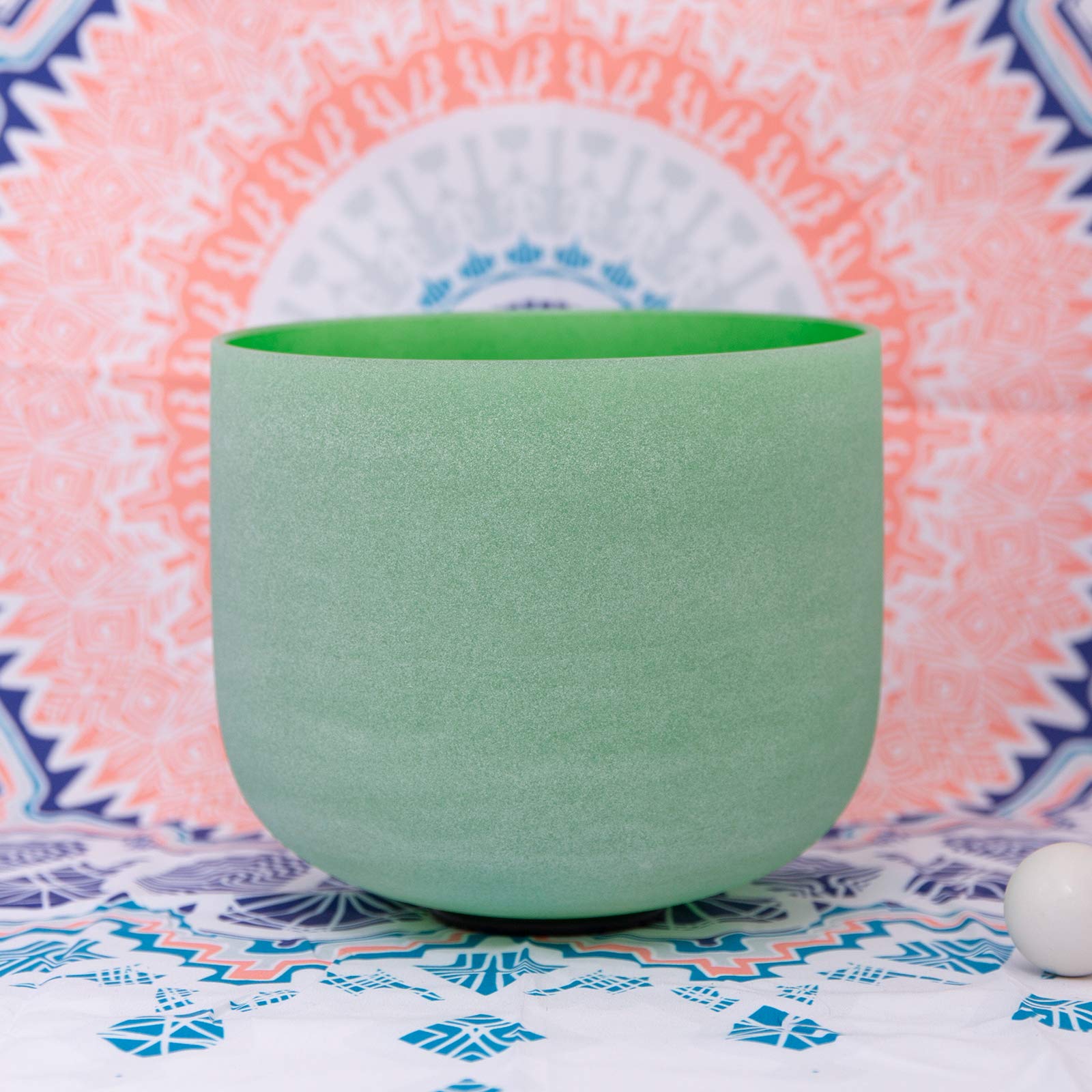 ENERGYSOUND Green Colored Frosted F Note Heart Chakra Quartz Crystal Singing Bowl 9 inch mallet & O-ring included