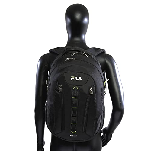 Fila Vertex Tablet and Laptop Backpack, Black/NEON, One Size