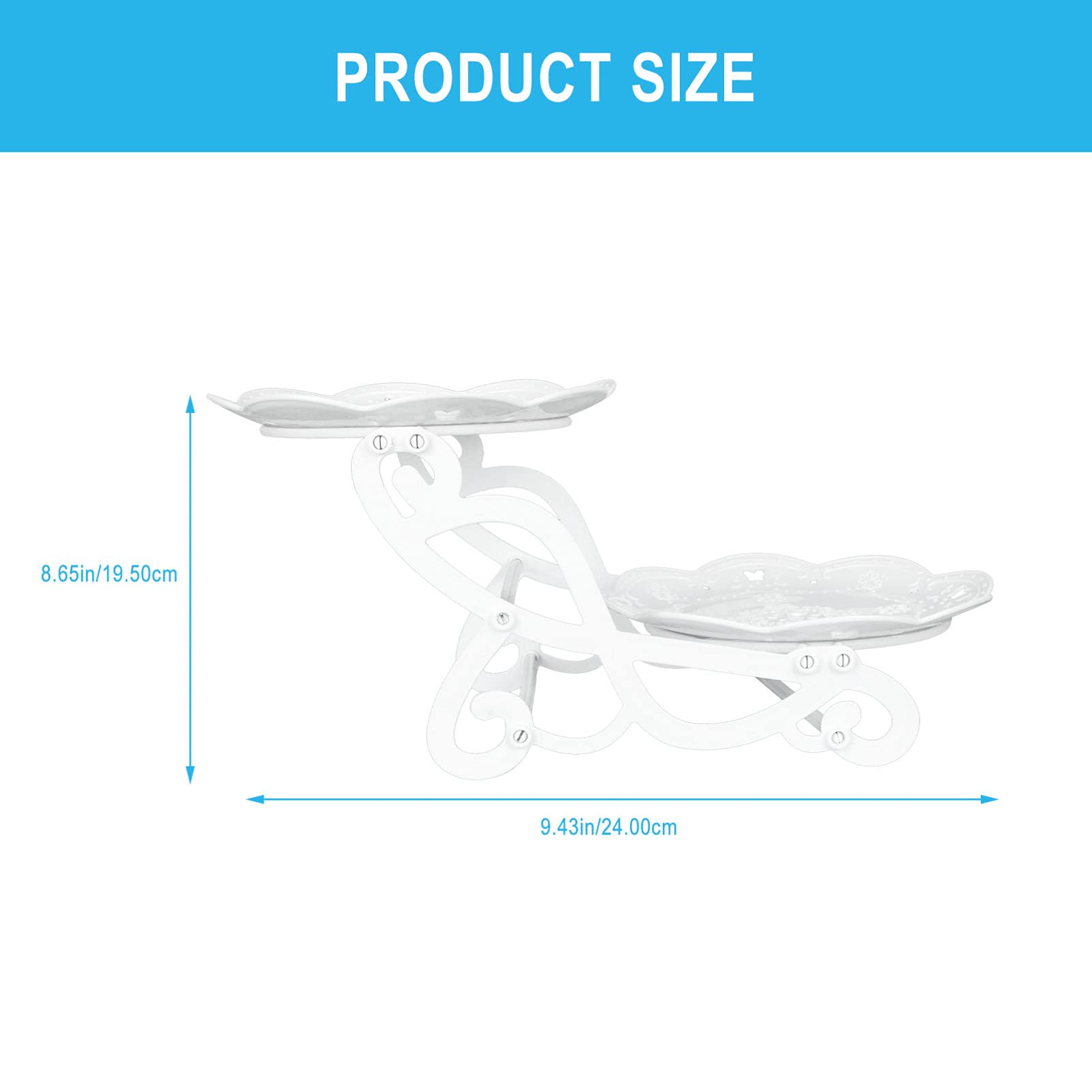 generic 2 Sets of 2- Tier White Dessert Cake Stand Pastry Stand Bicycle Cupcake Stand Cookie Tray Candy Fruit Plate and Trays for Wedding Home Birthday Party