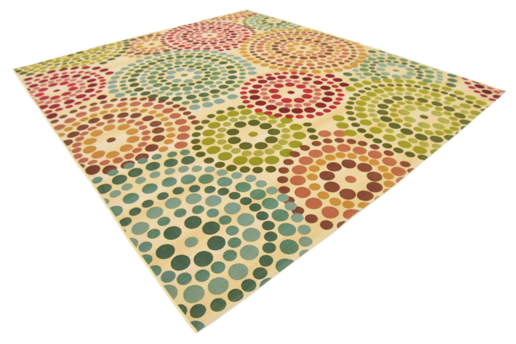 Unique Loom Outdoor Modern Collection Area Rug - Spark (10' x 12' 2" Rectangle, Beige/ Burgundy)