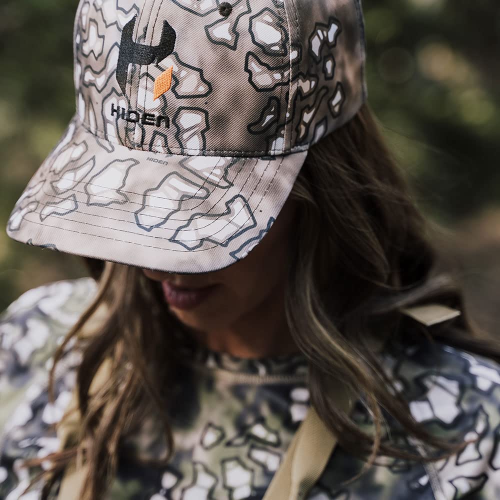 HIDEN Camo Flat Bill Hats for Men, Black Trucker Hat, Snapback Hat - Stealth Camo
