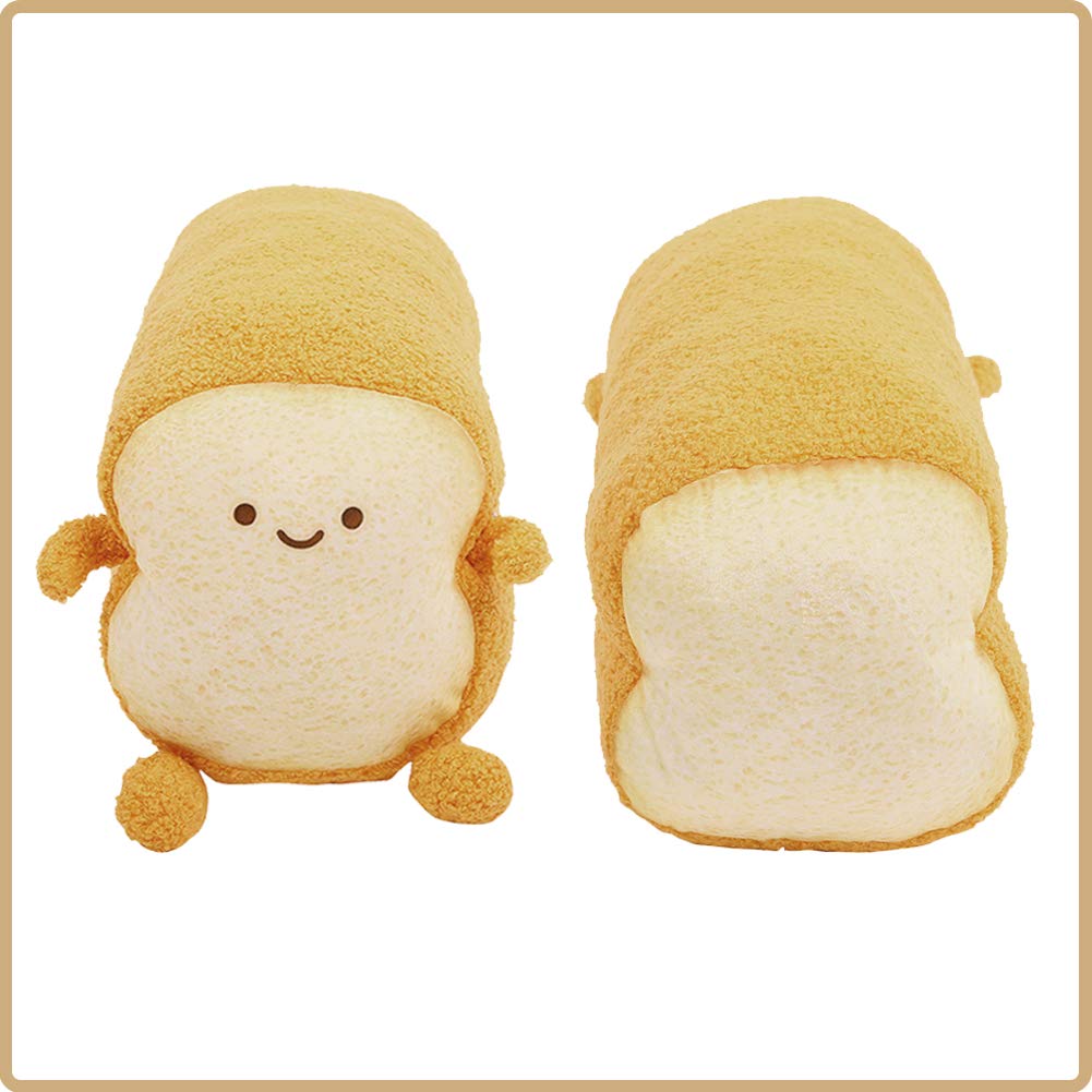 DENTRUN Toast Sliced Bread Pillow,Bread Shape Plush Pillow,Facial Expression Soft Toast Bread Food Sofa Cushion Stuffed Doll Toy for Kids Adults Gift Home Bed Room Decor, Smile, M