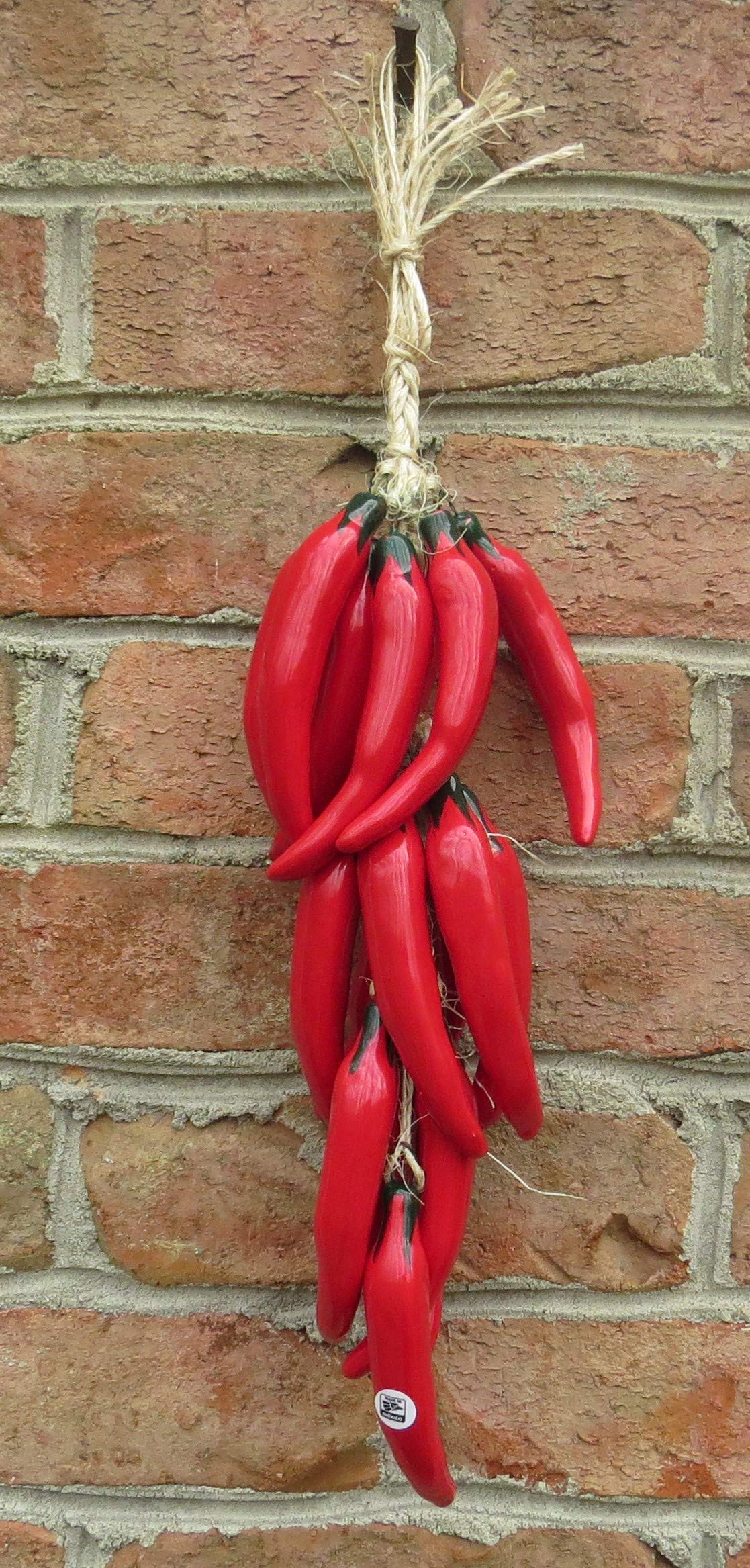 Generic Ceramic Talavera Red Chile Pepper - 15 in Red Chiles - Beautiful Mexican Handmade - Individually Unique - Red Chili Pepper Decorations - Pepper String - Red Chili Décor