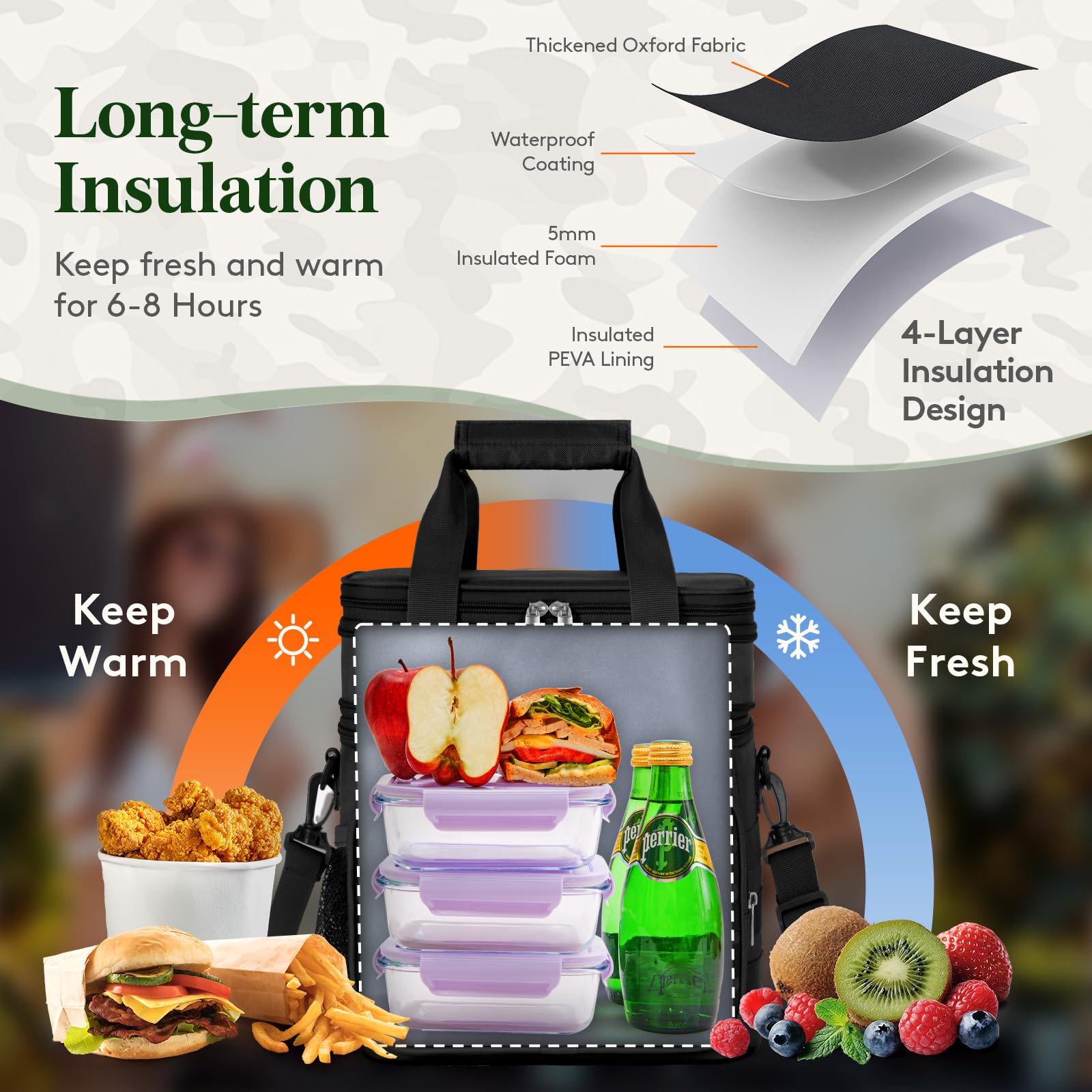 Lifewit Tactical Lunch Box for Men, Leakproof Insulated Large Lunch Cooler with MOLLE Webbing and Shoulder Straps, Heavy Duty Lunch Bag for Men Work Camping Picnic, 13L Black