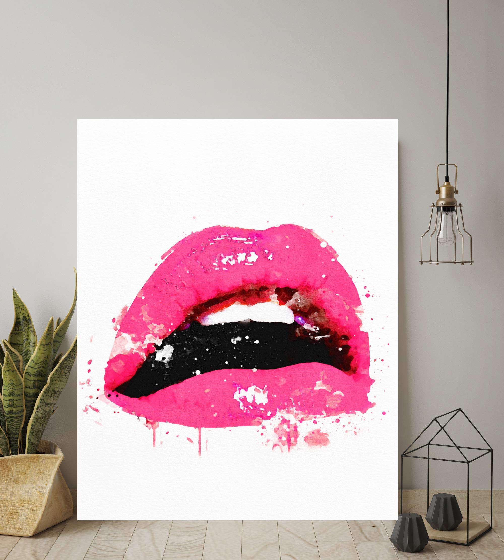 Glam Wall Art Pink Dripping Lips Fashion Print Poster Home Decor