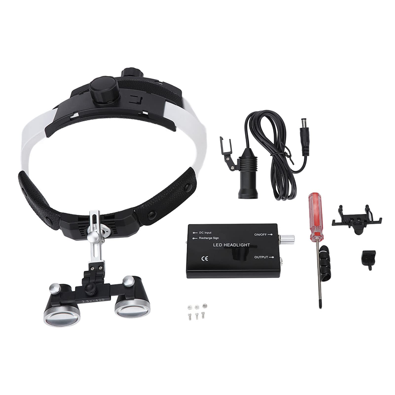 Headband Magnifier Glasses, Head Mount Magnifier Hands Free Comfortable Light Angle Practical for Reading for Close Work (US Plug)