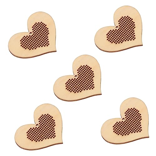 SEWOART 5pcs Cross Stitch Wood Pieces Heart Pendant Embroidery Kit Handmade Wooden Craft Shapes Cross- Wood Slice Wooden Hanging Hearts DIY Handmade Cross-Stitch Wooden Chip Ornament