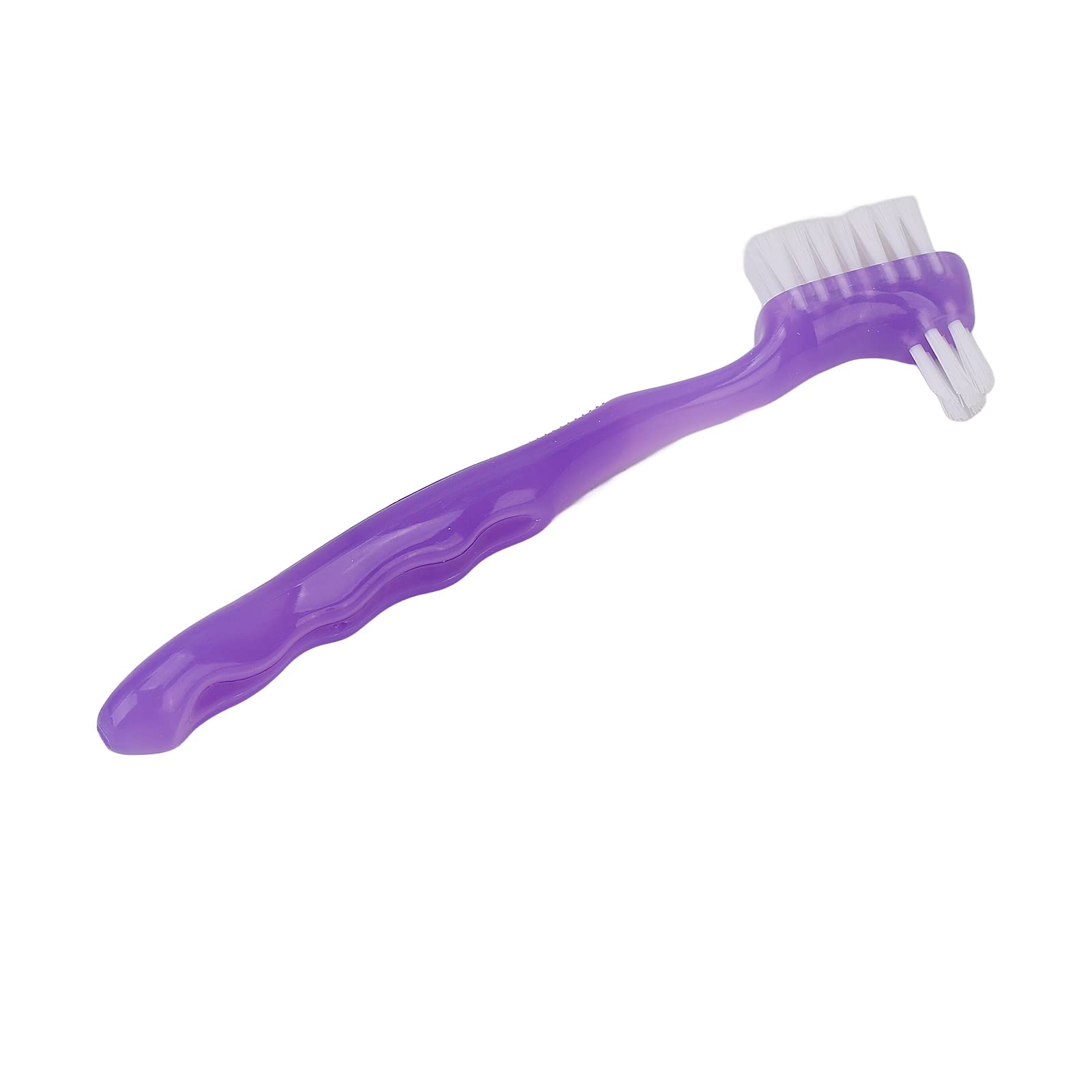 Denture Toothbrush, False Teeth Brush Soft Hair Double Sided Professional Safe for Home Travel for Elderly (Purple)