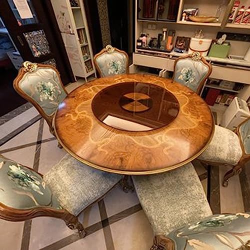 Generic Large Glass Lazy Susan Turntable 60/70/80/90/100cm Round Rotating Dining Table Serving Tray Aluminum Base, Thick & Durable, Easy To Clean Smooth Spin (Color : Brown/TAN, Size : 60 cm (24 in)